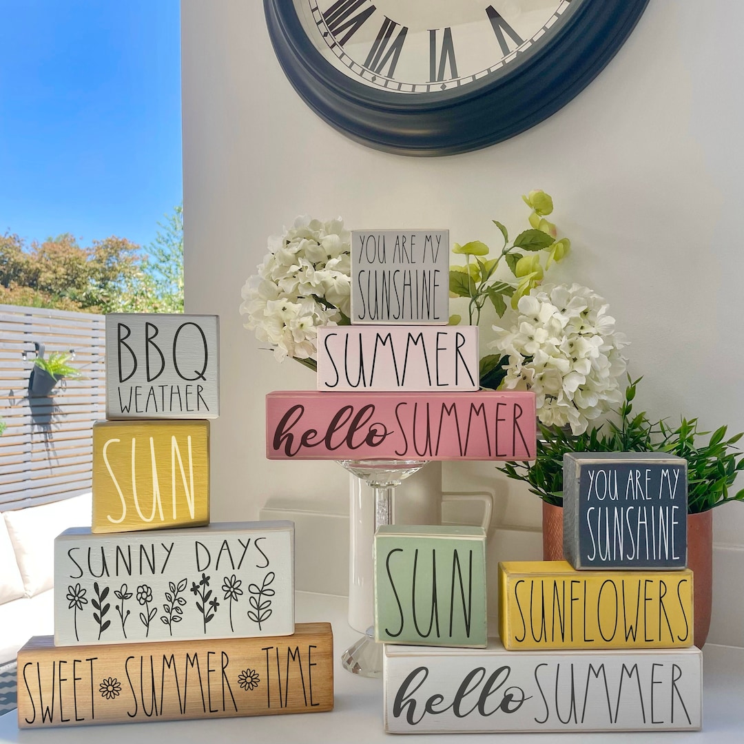 Summer Block Wooden Signs - Etsy UK