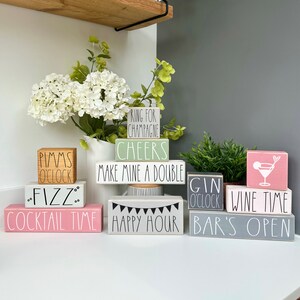 Bar - Drink Block Wooden Signs - Cocktail - Prosecco - Etsy UK