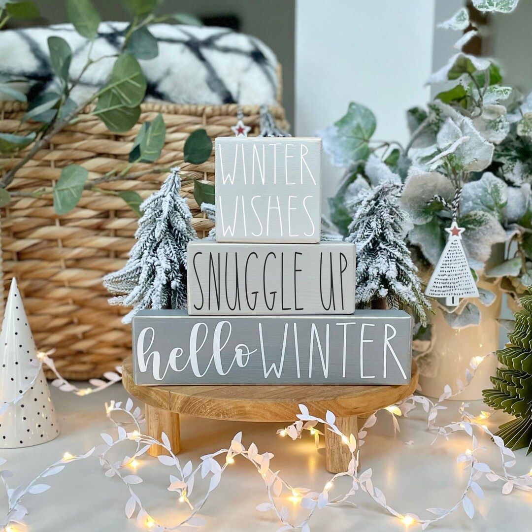 Winter Season Block Wooden Sign - Stackable Signs - Personalised ...