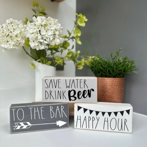 Bar - Drink Block Wooden Signs - Cocktail - Prosecco - Etsy UK