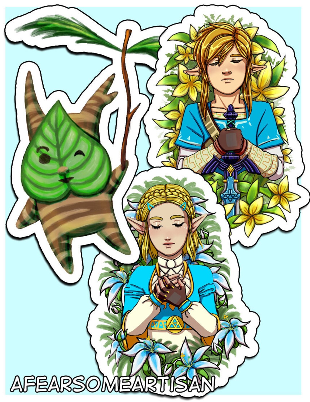 Zelda Botw Sticker Set- Korok, Link, and Zelda - Etsy