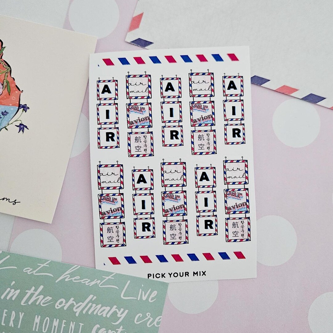 Air Mail Label Sticker Sheet - Etsy Australia