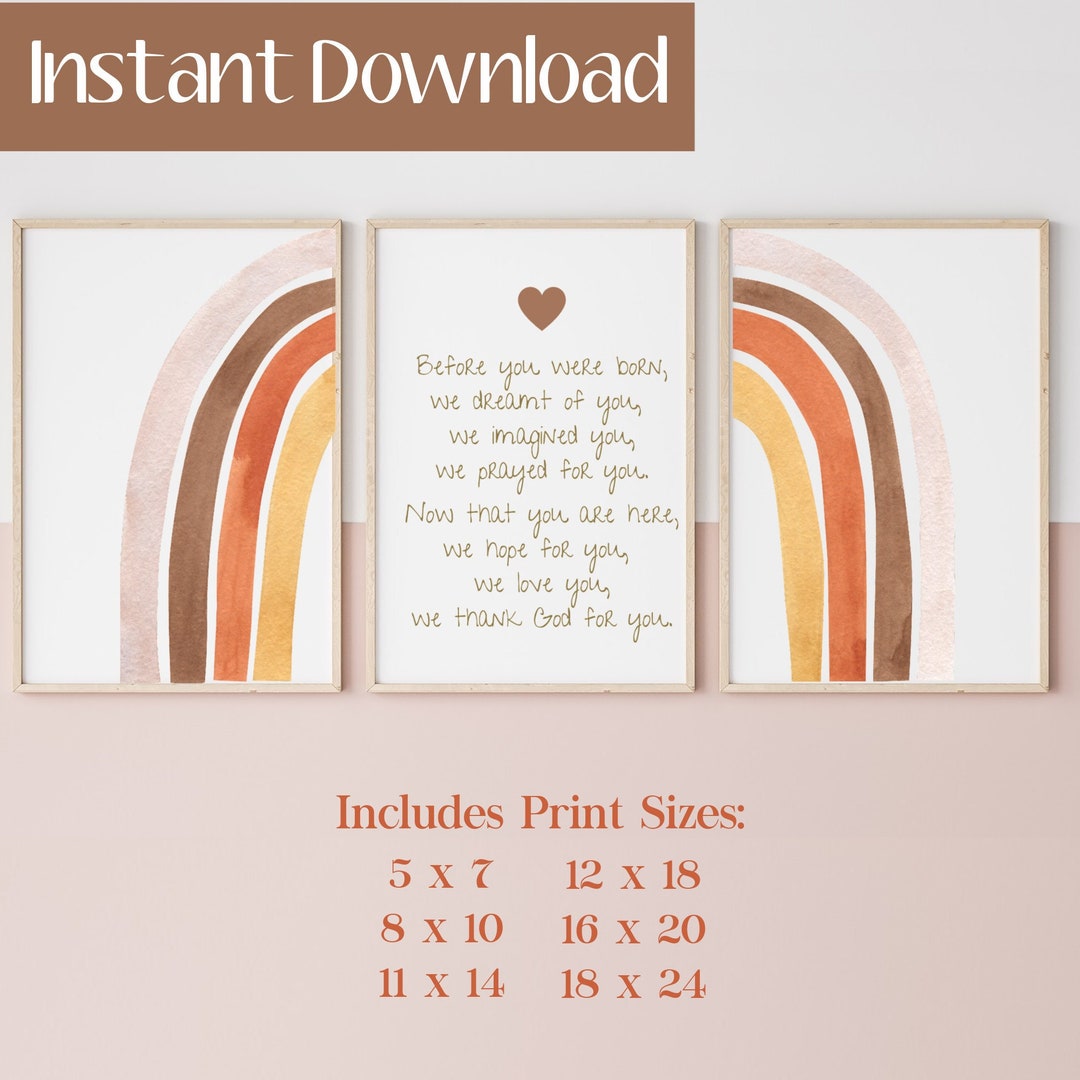 3pc Rainbow Nursery Poem Set | Nursery Wall Art Set | Boho Rainbow ...