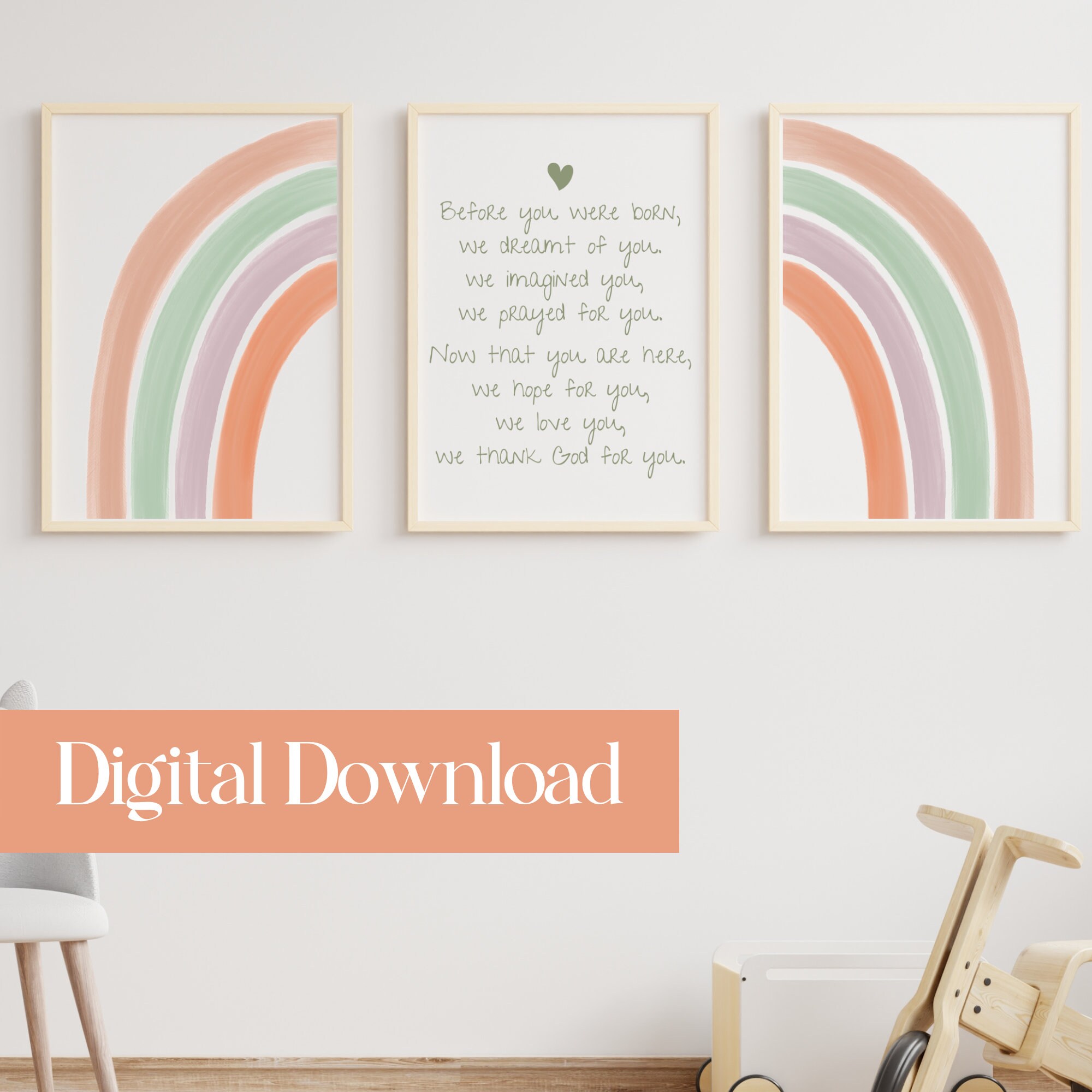 3pc Sage Green and Amber Rainbow Poem for Nursery Neutral - Etsy