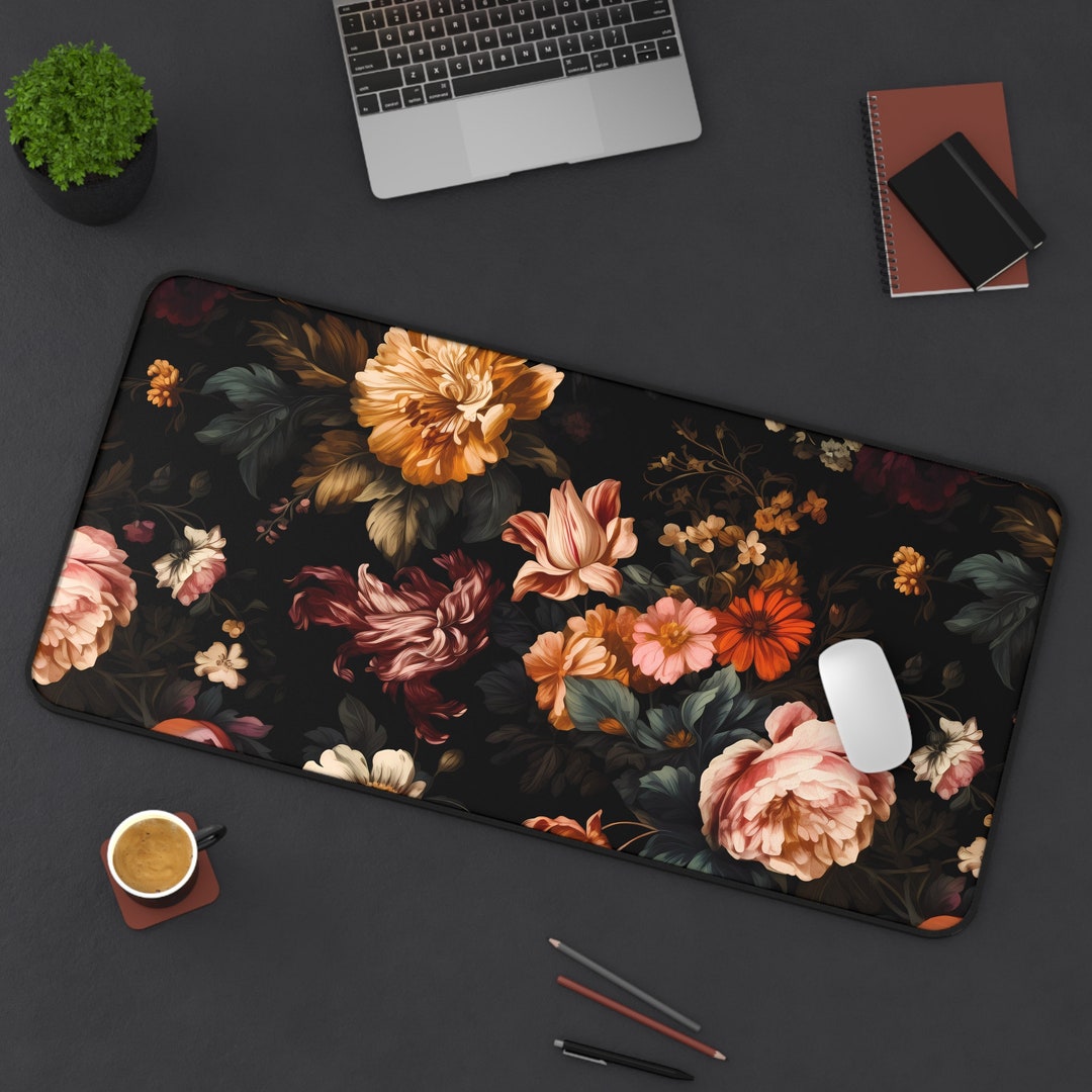 Botanical Desk Mat Dark Cottagecore Floral Desk Mat Floral - Etsy