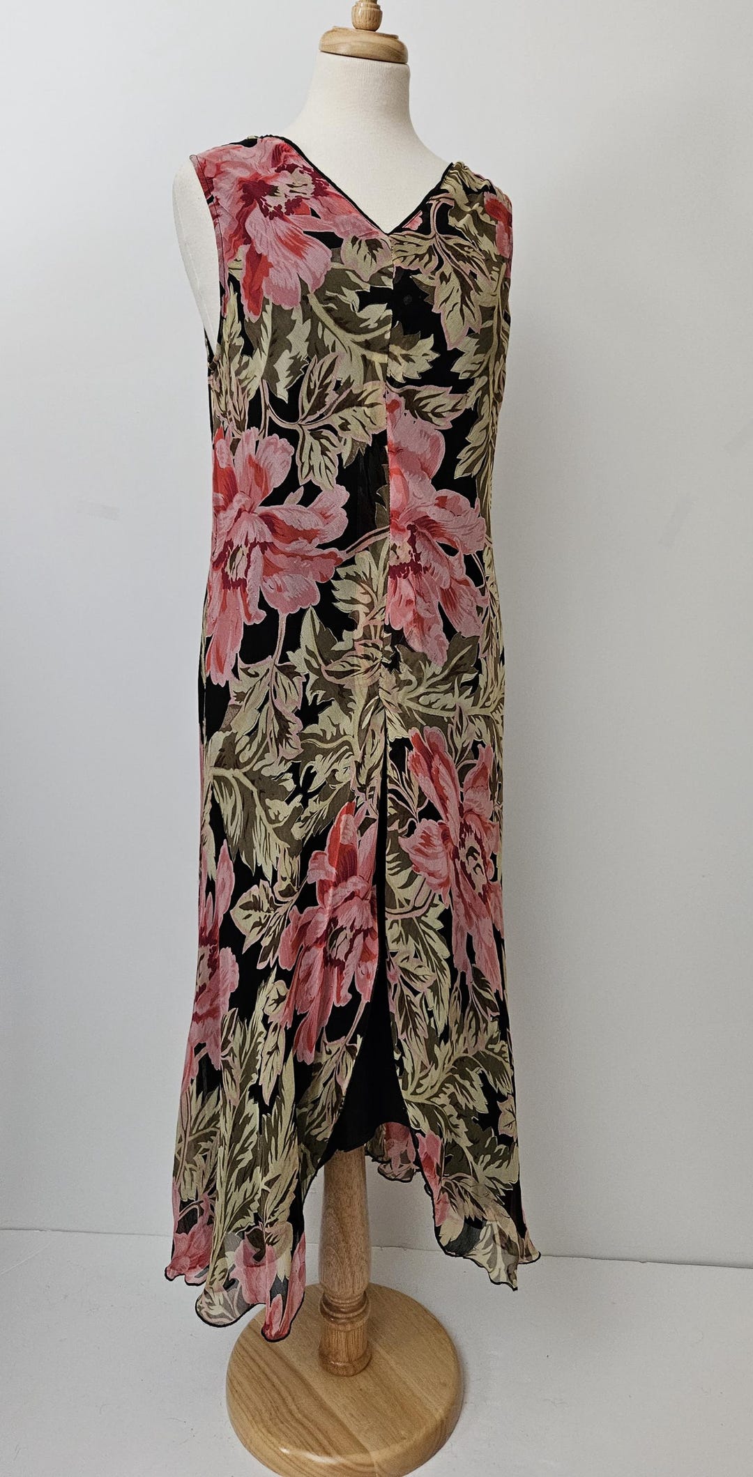 Vintage 90s April Cornell Chiffon Maxi Dress With Shawl - Size Medium ...