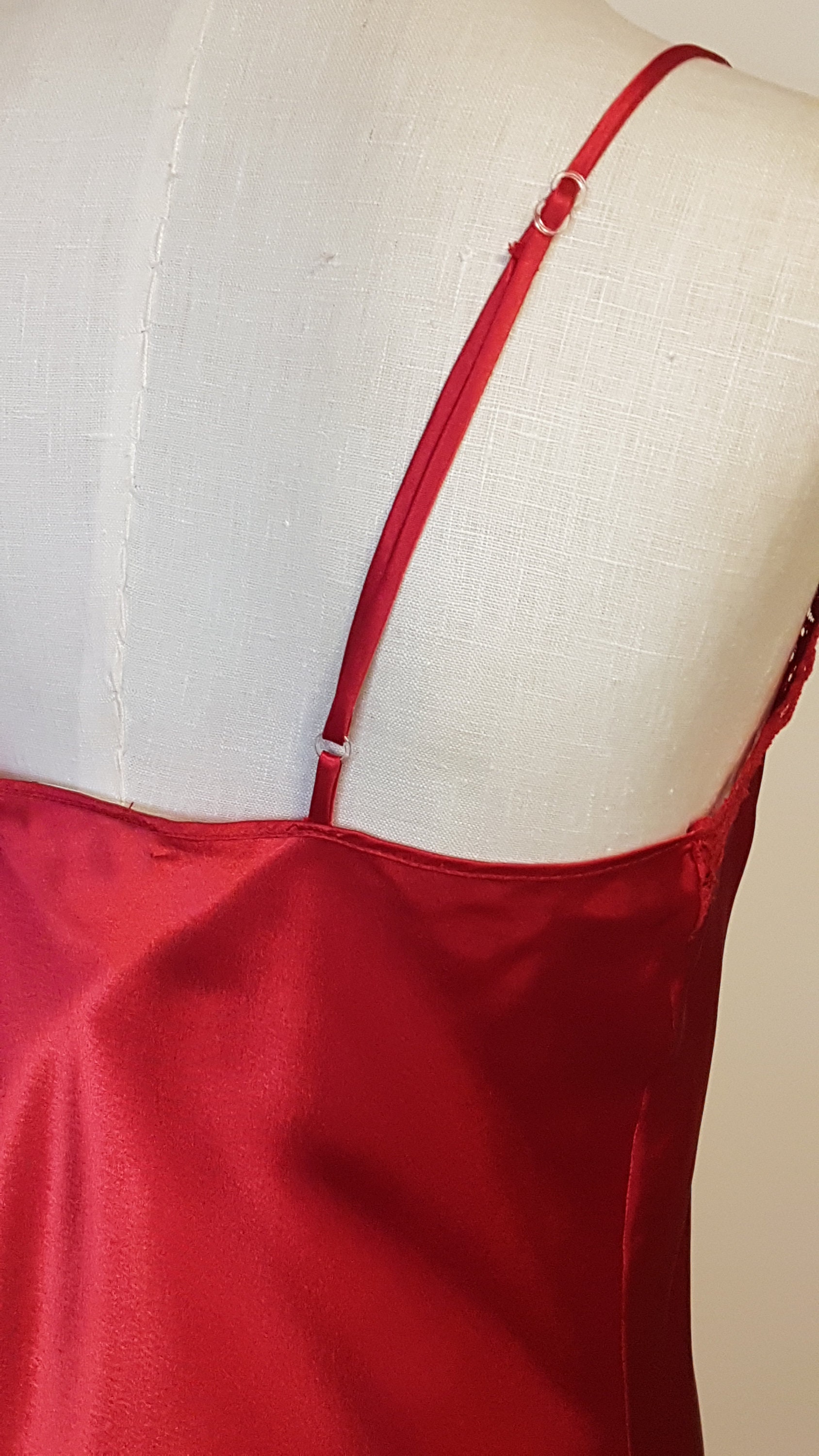 Red Full Slip, Gorgeous Satin Long Slip Dress, Women's Loungewear ...