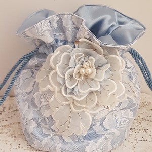Bridal Bag , Something Blue , Draw String Keepsake Pouch, Hand Made ...