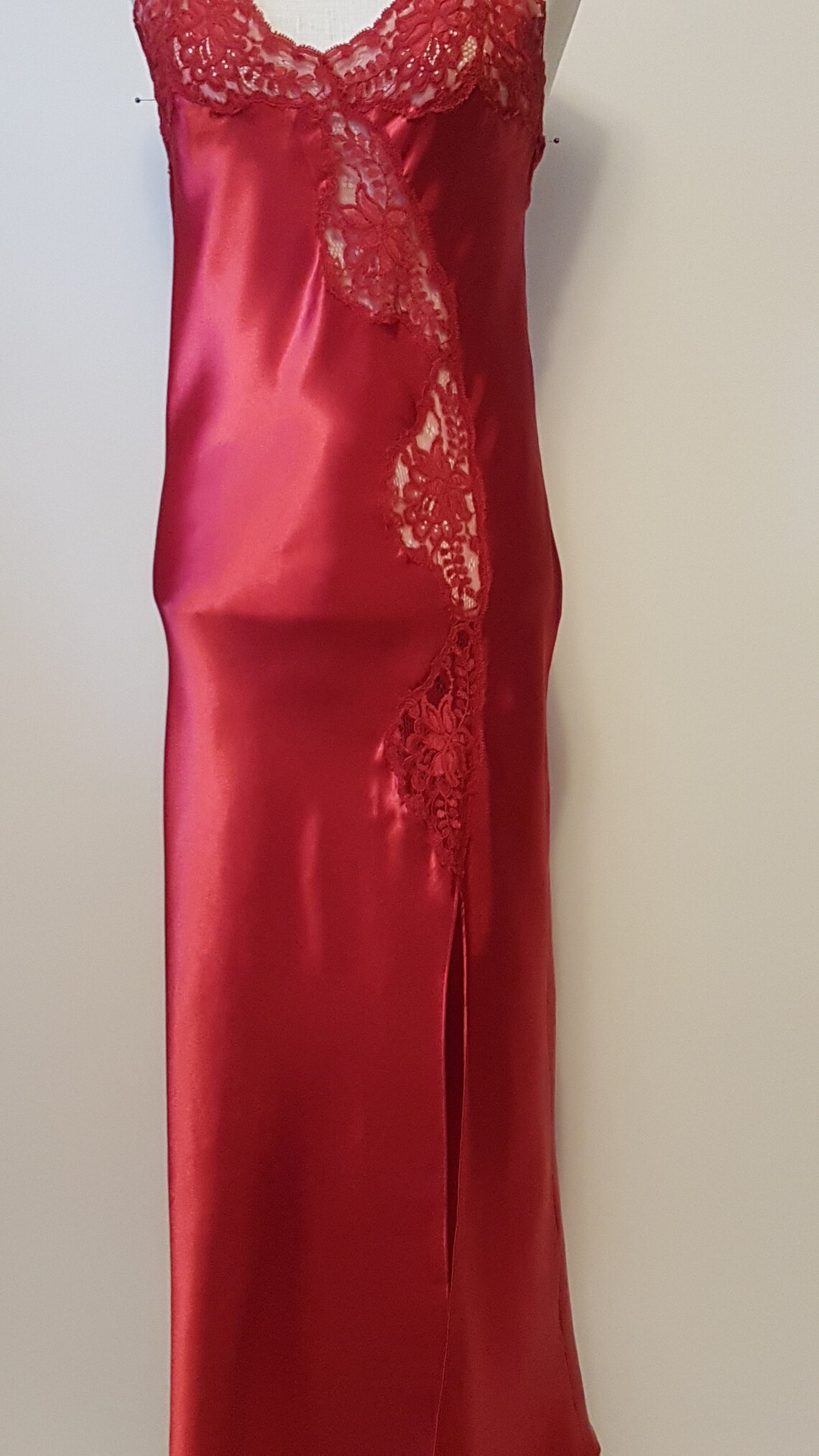 Red Full Slip, Gorgeous Satin Long Slip Dress, Women's Loungewear ...