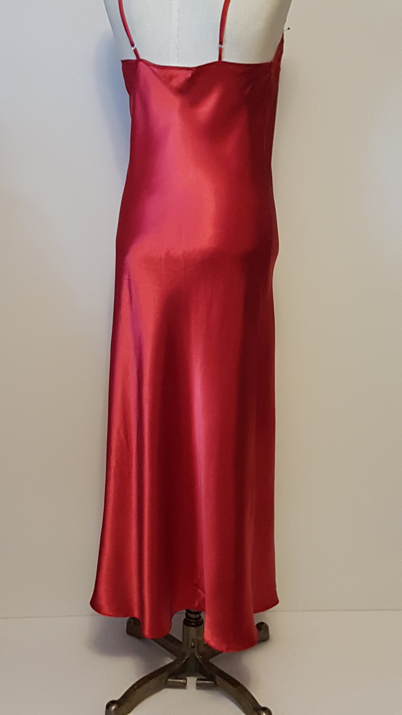 Red Full Slip, Gorgeous Satin Long Slip Dress, Women's Loungewear ...