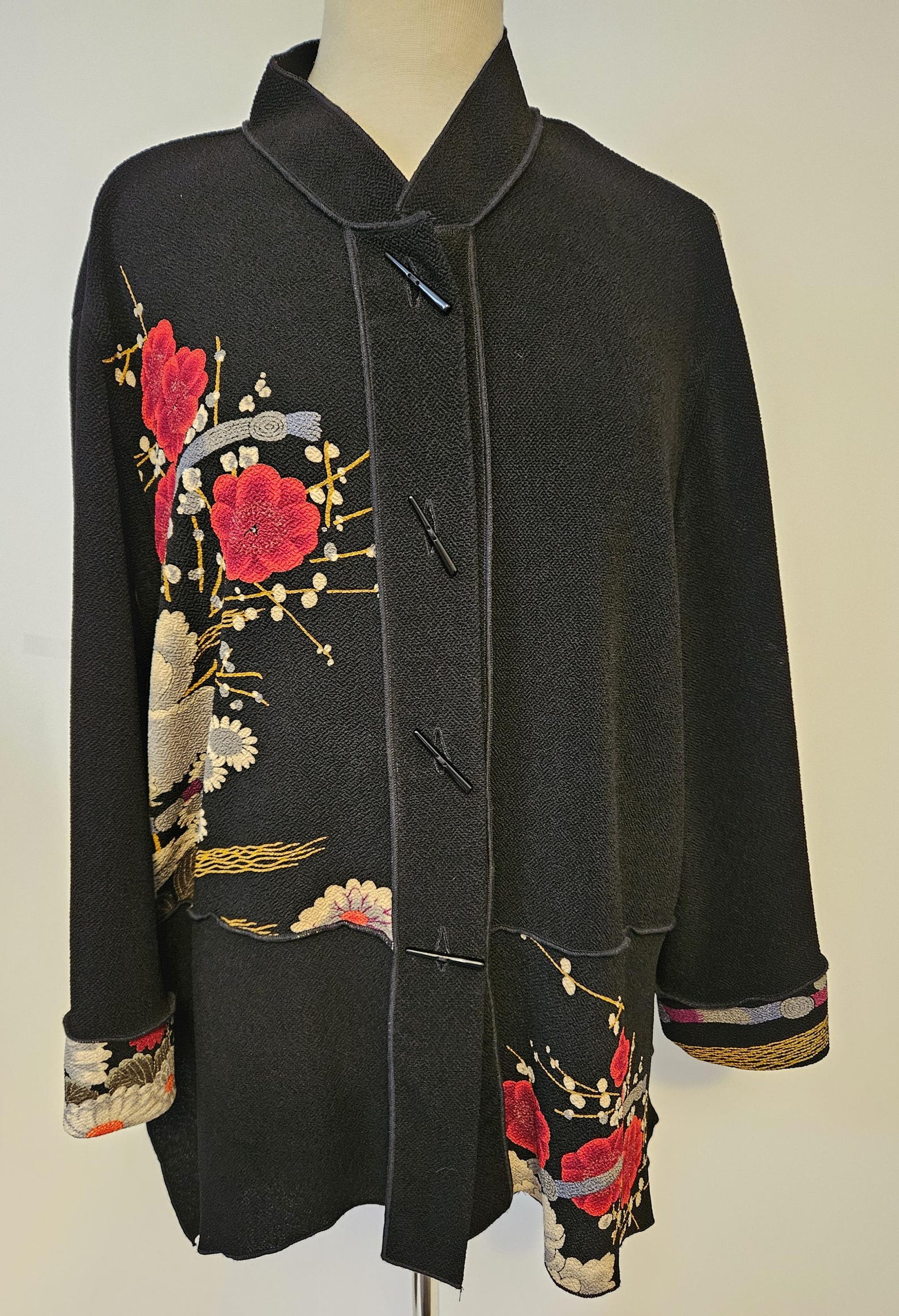 Asian Garden - Soft Print Kimono Jacket - Mandarin Collar - Size XL - Etsy