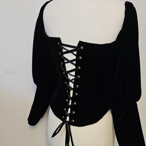 Black Silk Velvet Corset, Gothic Style, Leg O' Mutton Sleeves , Size 8 ...