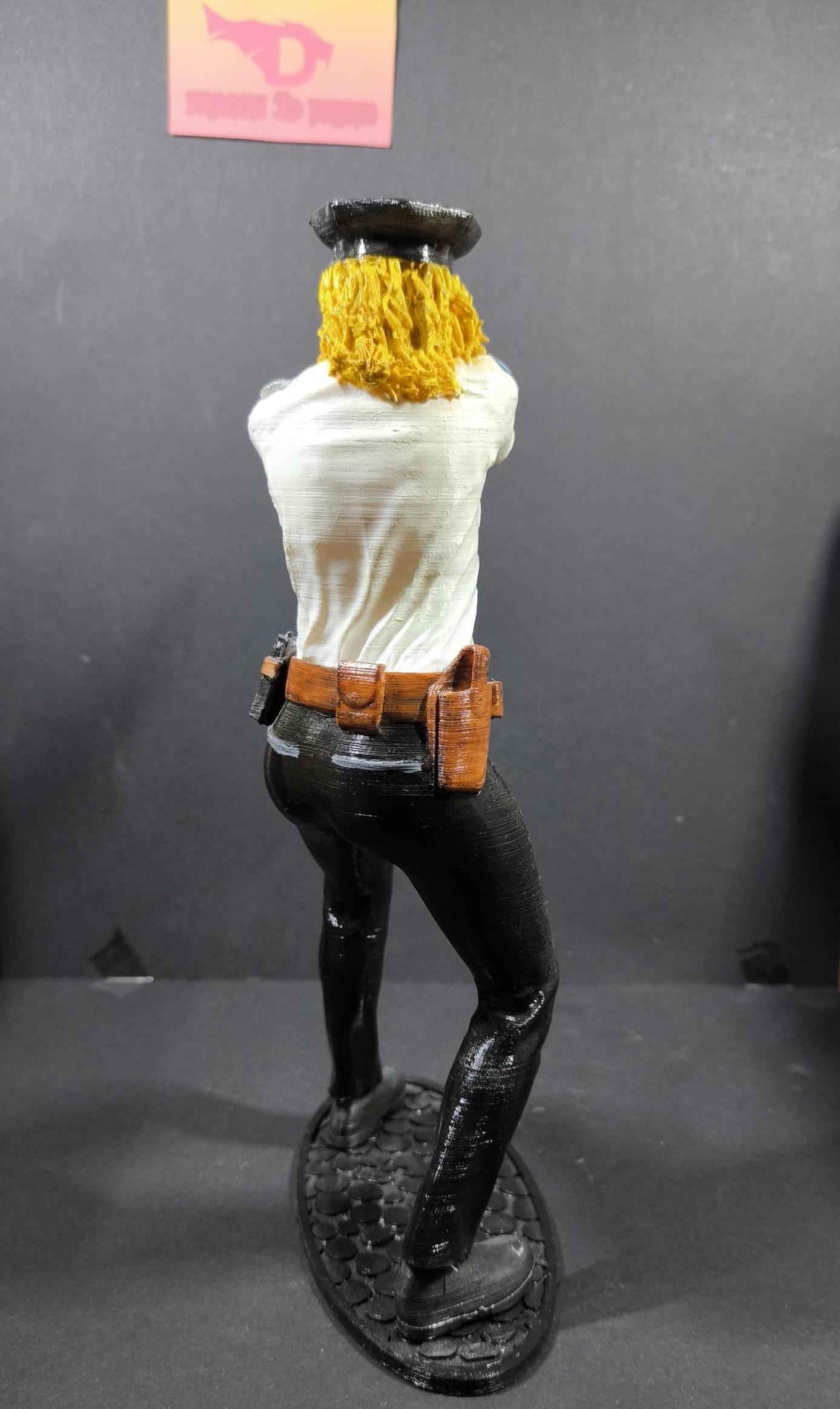 3D Printed Figure Art Police Woman With Base Painted PLA 29cm - Etsy