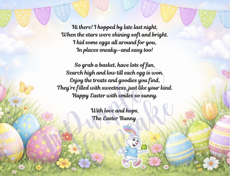 Easter Bunny Letter | Pastel Poem for Egg Hunt Surprise (digital ...