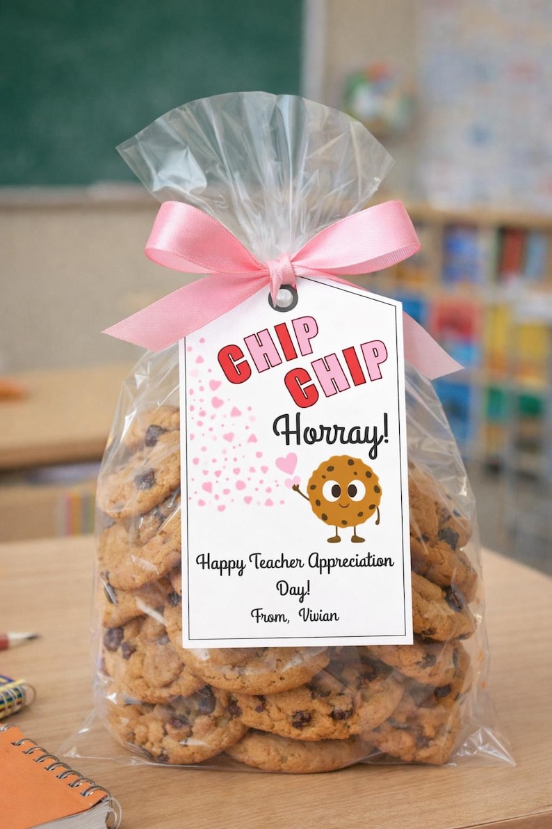 Teacher Appreciation Gift Tag Editable Canva | Chip Chip Hooray Cookie ...