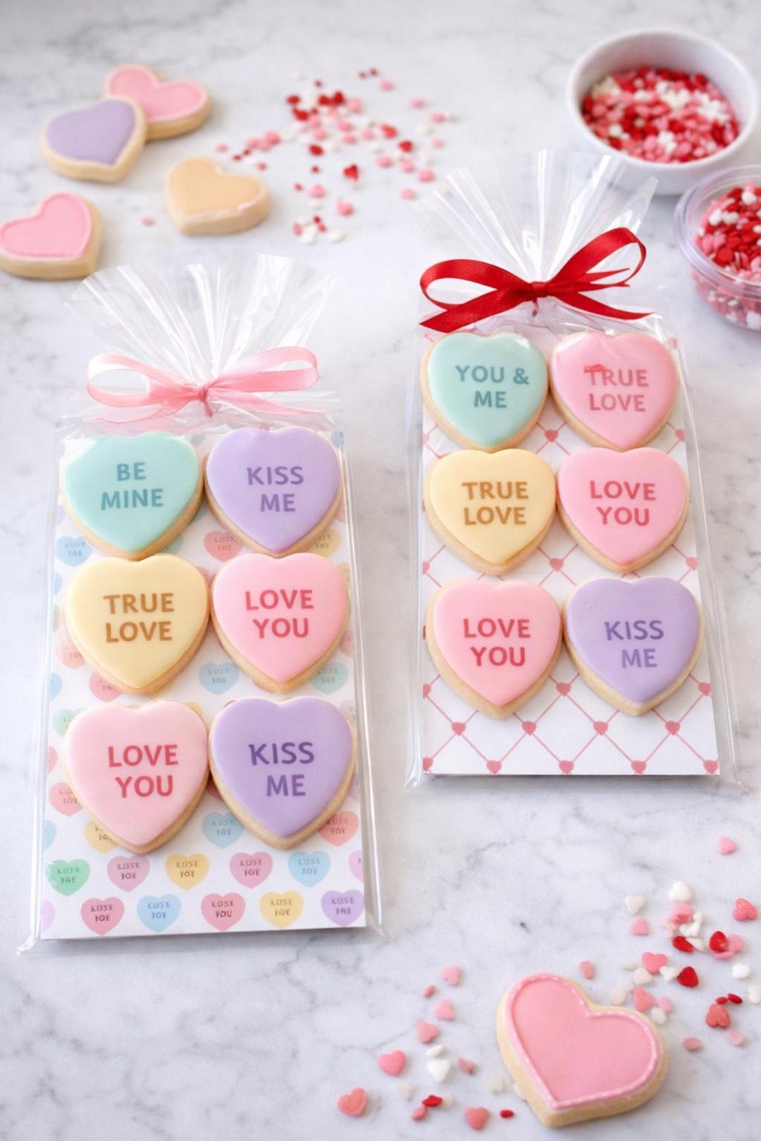 Valentine Cookie Box Backers | Conversation Heart Print (digital ...