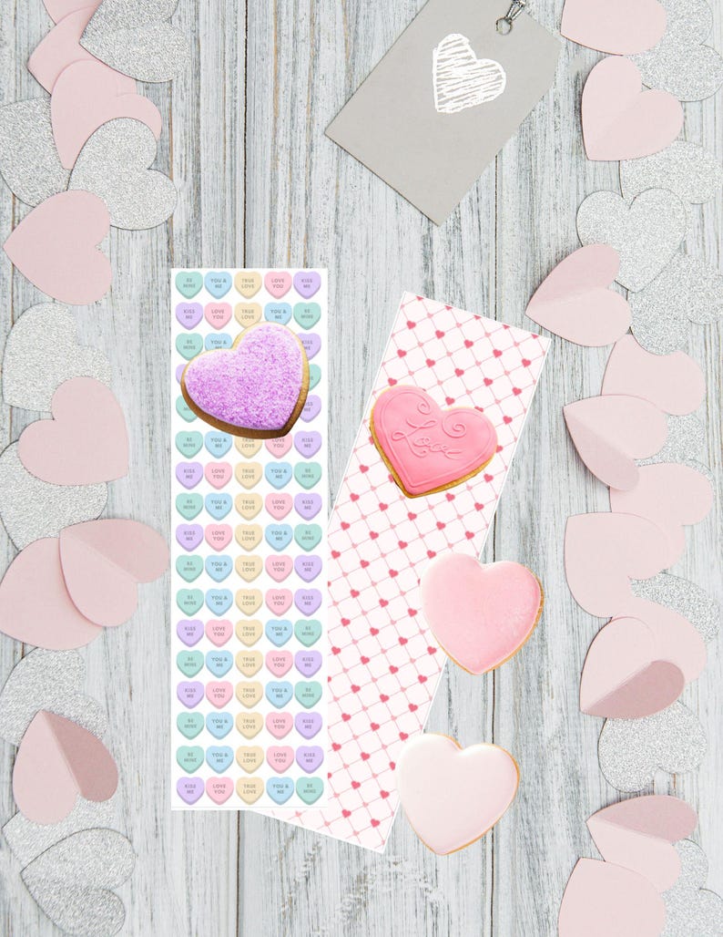 Valentine Cookie Box Backers | Conversation Heart Print (digital ...