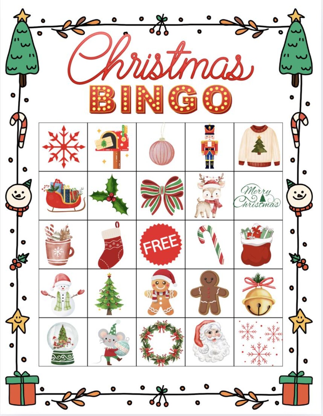 Christmas Bingo Game | Holiday Party Printable (20 Cards) - Etsy