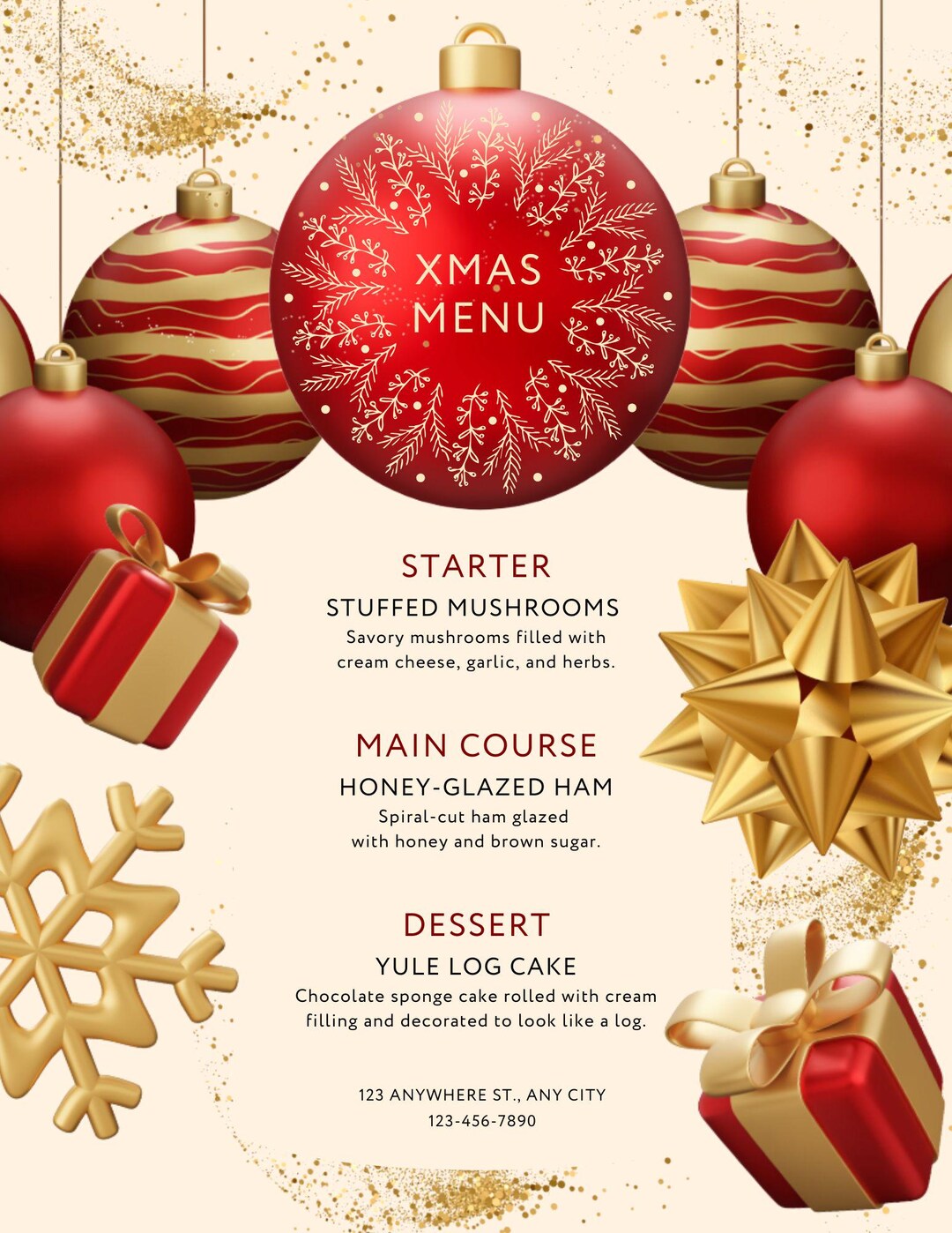 Editable Christmas Menu Templates • 4 Holiday Designs (digital Download ...
