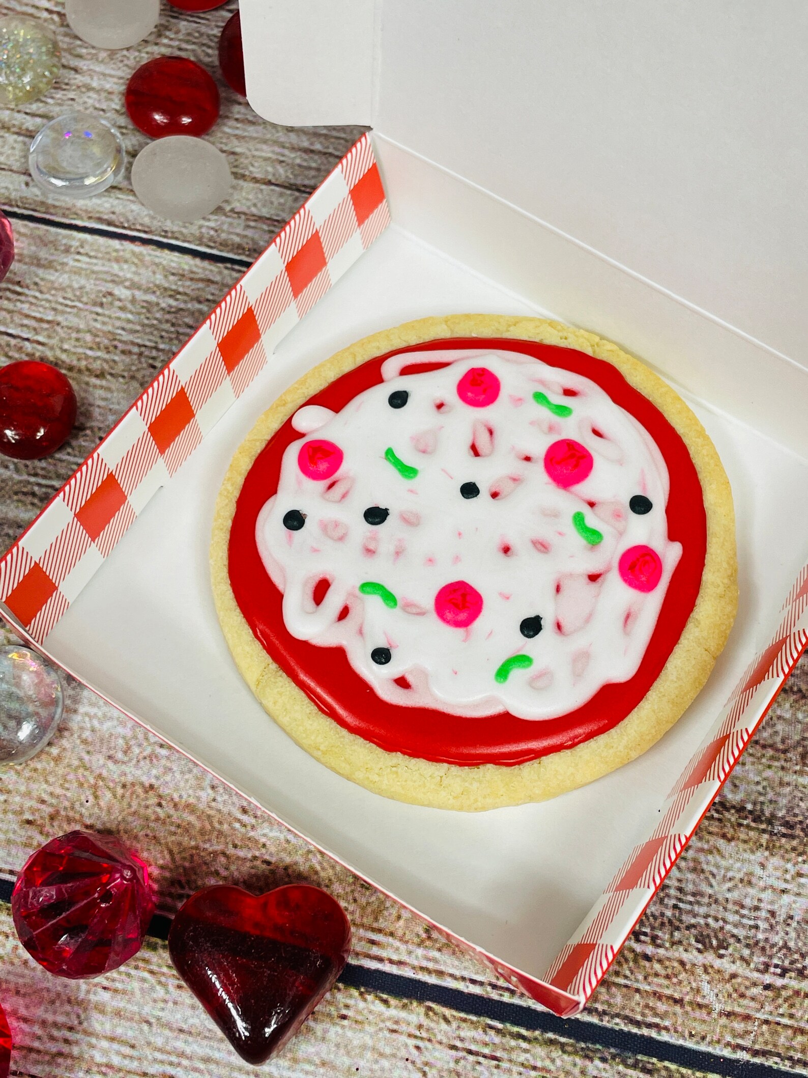 4 Valentine's Day Pizza Cookies - Etsy