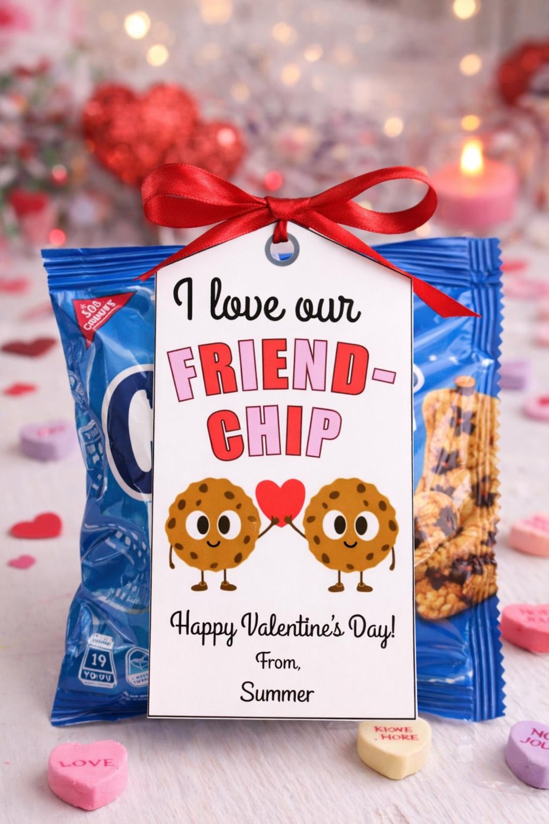 I Love Our Friend-chip Valentine Gift Tag | Cookie Valentine Tag ...