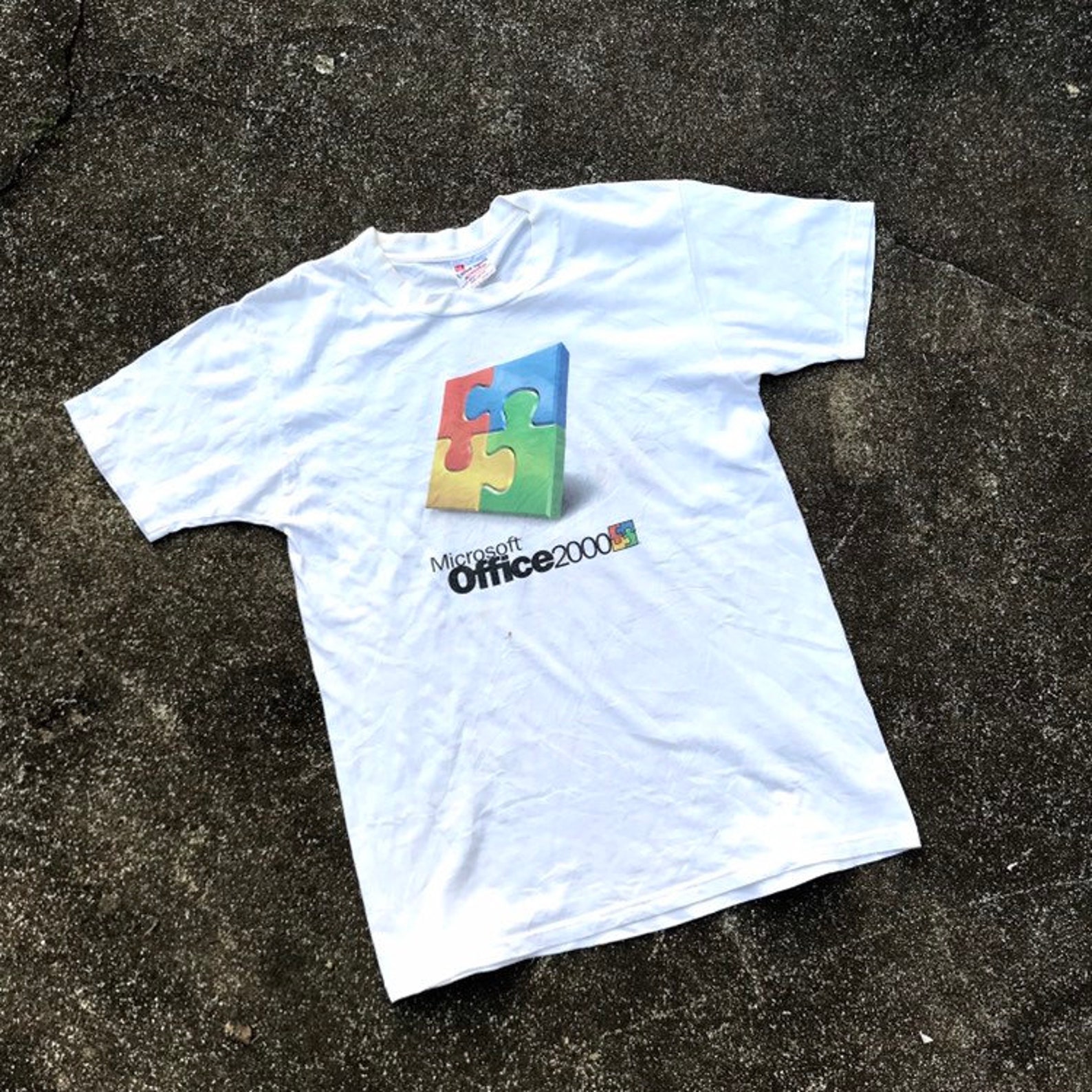 Rare!!! Vintage MICROSOFT OFFICE 2000 Made in Usa T-shirt White Colour ...