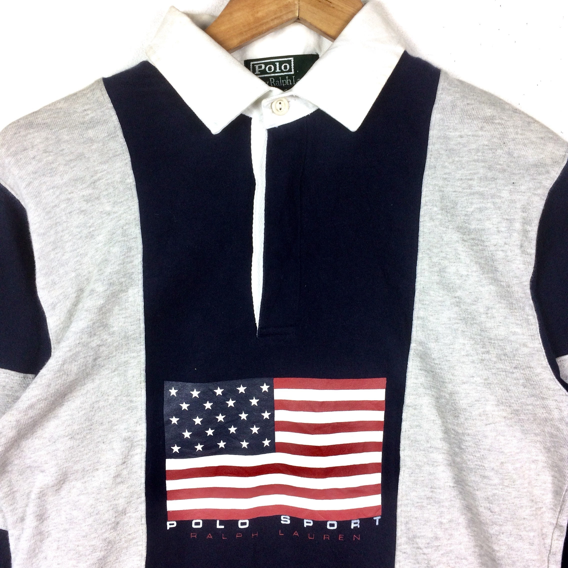 Rare!!! Vintage POLO SPORT RL Usa Flag by Ralph Lauren Collar Rugby ...