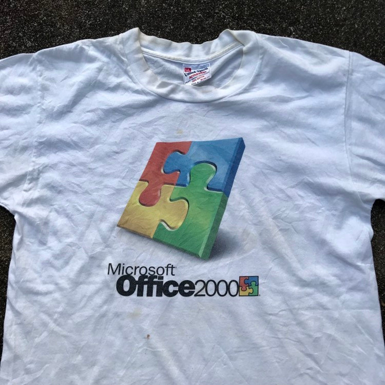 Rare!!! Vintage MICROSOFT OFFICE 2000 Made in Usa T-shirt White Colour ...