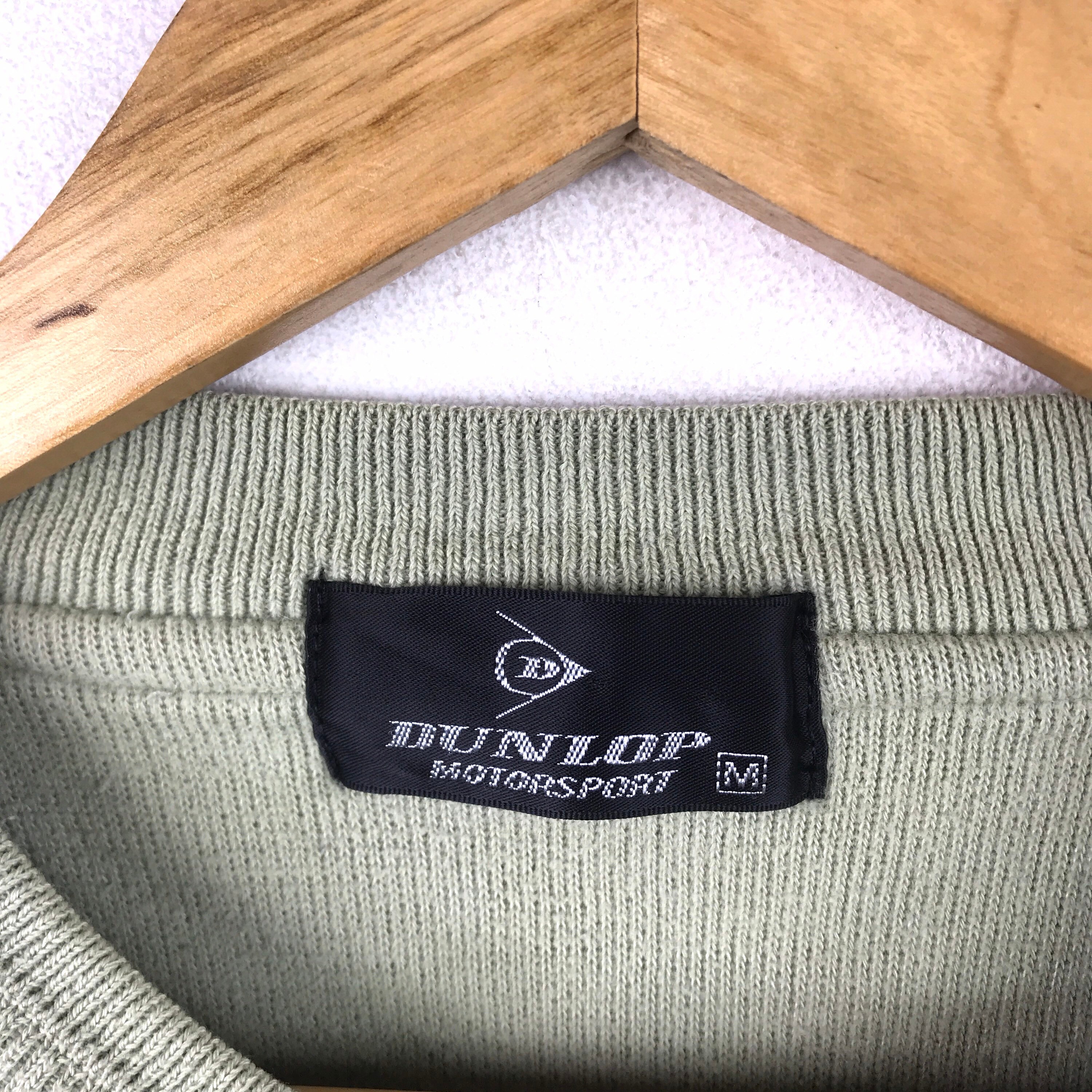 Rare!!! Vintage DUNLOP MOTORSPORT EMBROIDERY Crewneck Sweatshirt Green ...