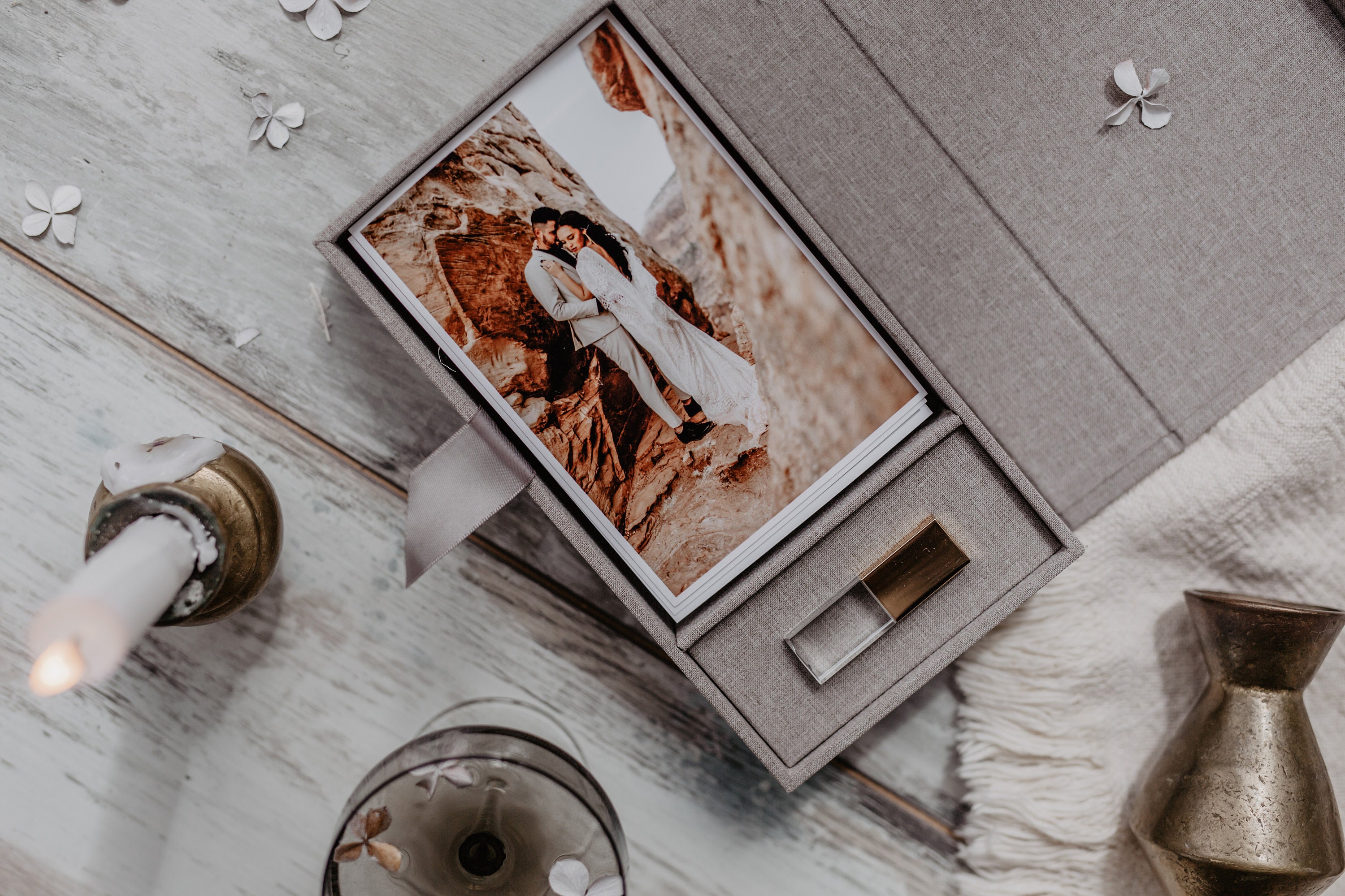 4x6 Linen Photo Box for Prints and USB Flash Drive Wedding | Etsy