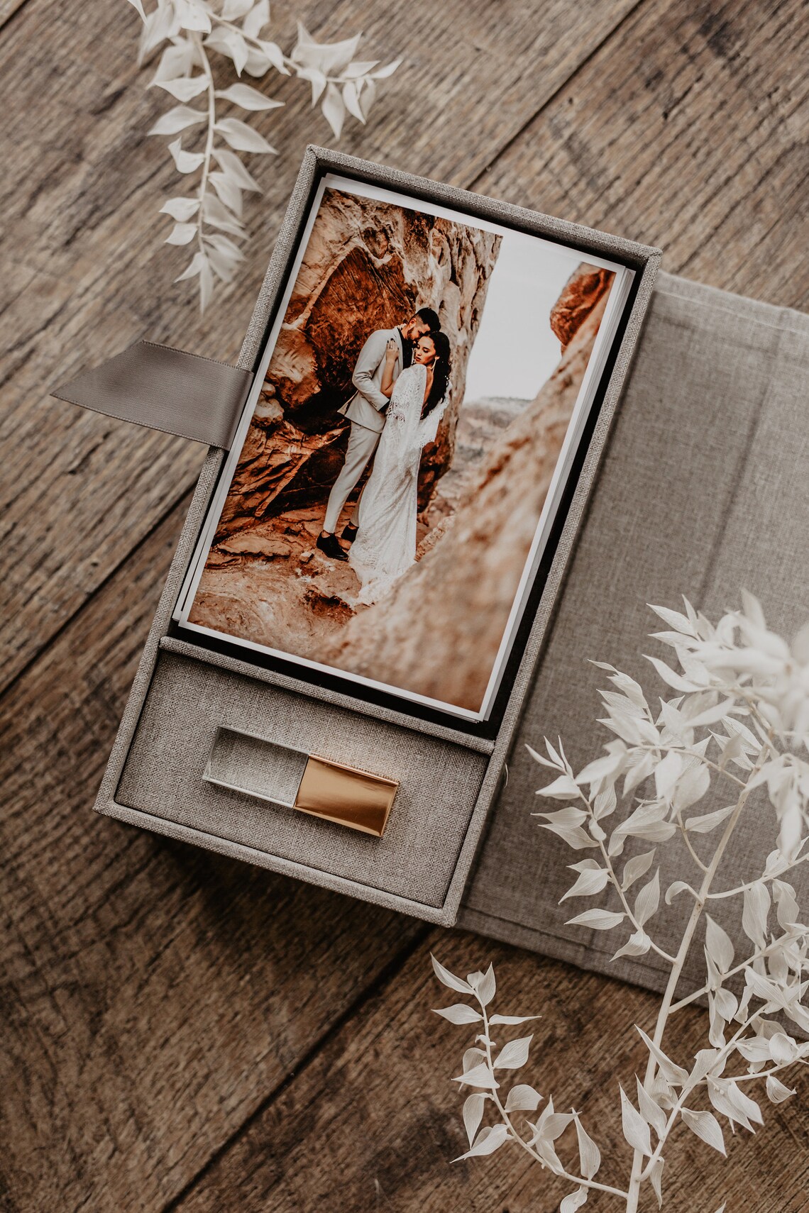 4x6 Linen Photo Box for Prints and USB Flash Drive Wedding | Etsy