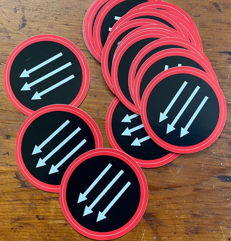 Your Choice - 3" or 4" Weatherproof Sticker: Triple Arrow ANTI-FASCIST ...