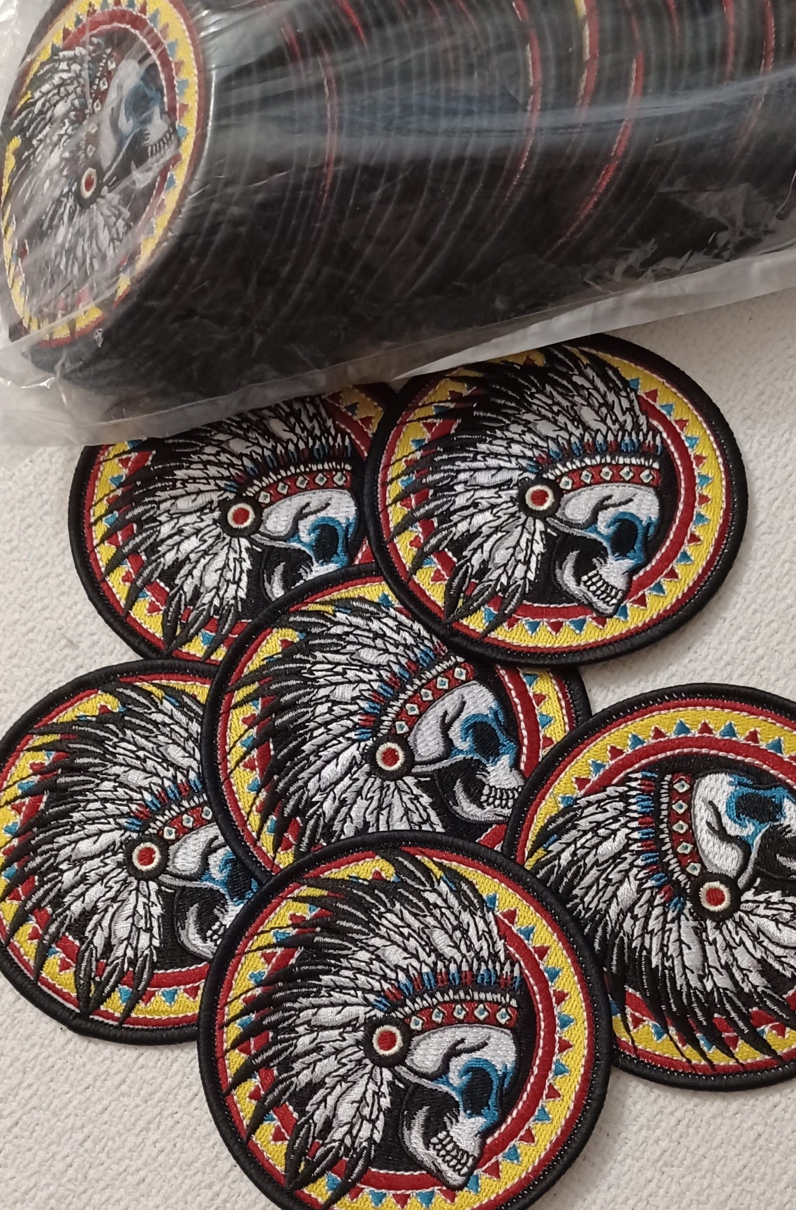 3.5" Embroidered Patch Skull With Headdress - Etsy