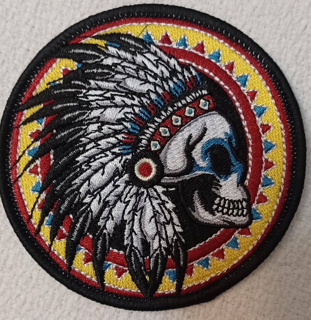 3.5" Embroidered Patch Skull With Headdress - Etsy