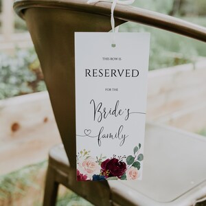 Reserved Seat Sign, Reserved Row, Reserved Wedding Seat, Reserved ...