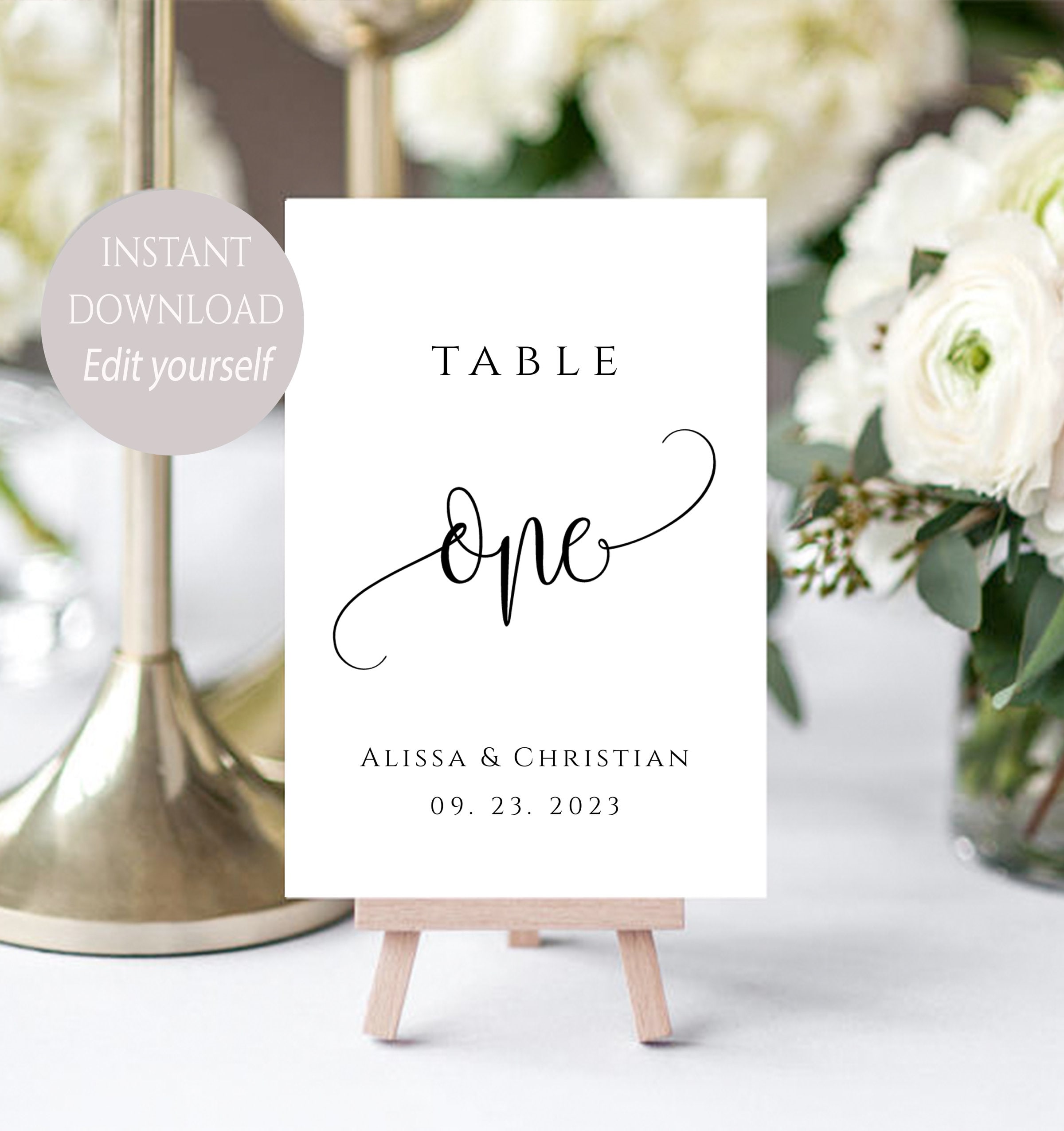 Calligraphy Table Number Card Template Minimalist Wedding - Etsy
