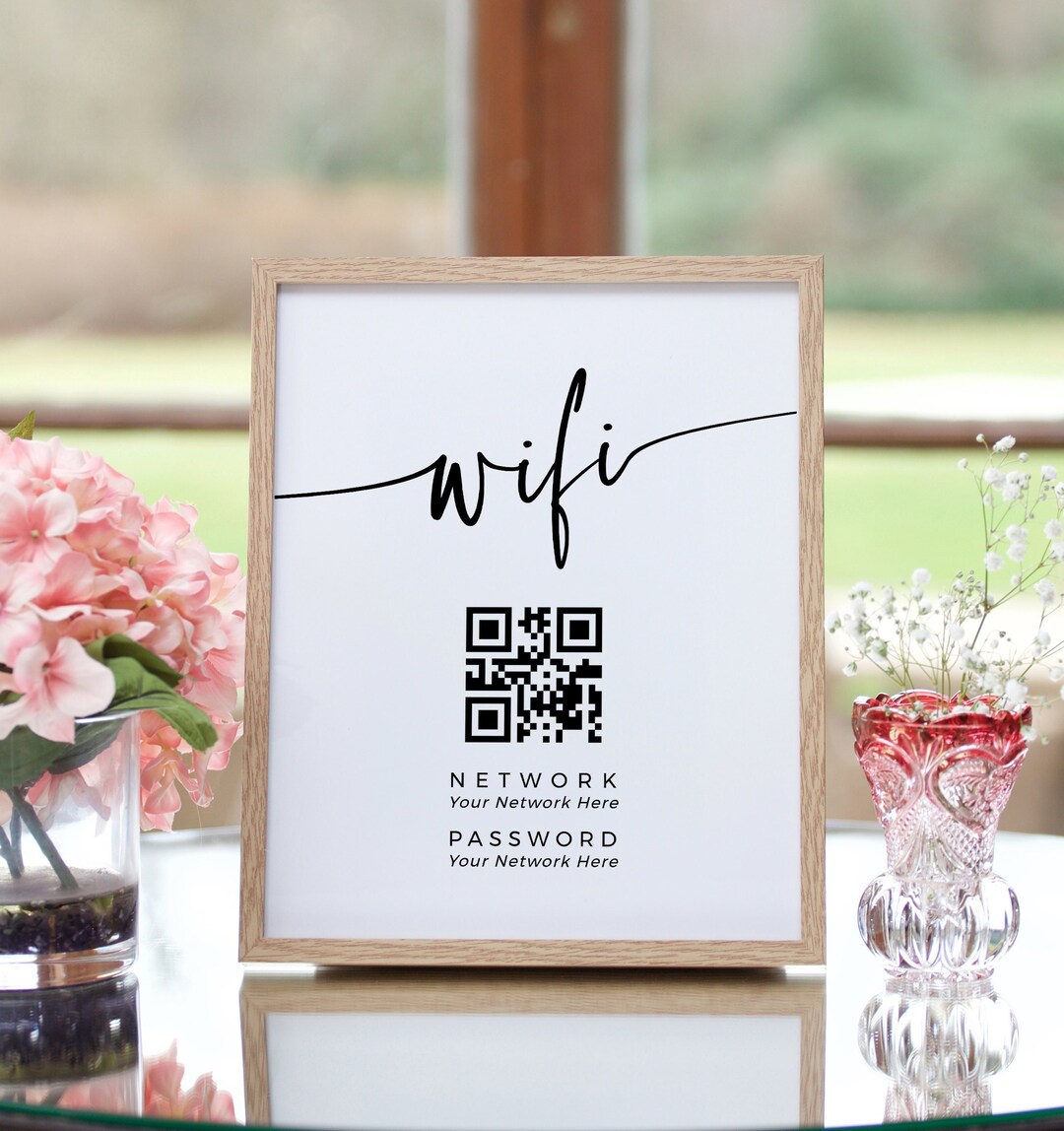 Printable Wifi QR Code Sign: Editable Template (instant Download) - Etsy