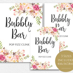 Pop Fizz Clink Sign Bubbly Bar Printable Funny Bar Sign Bridal - Etsy