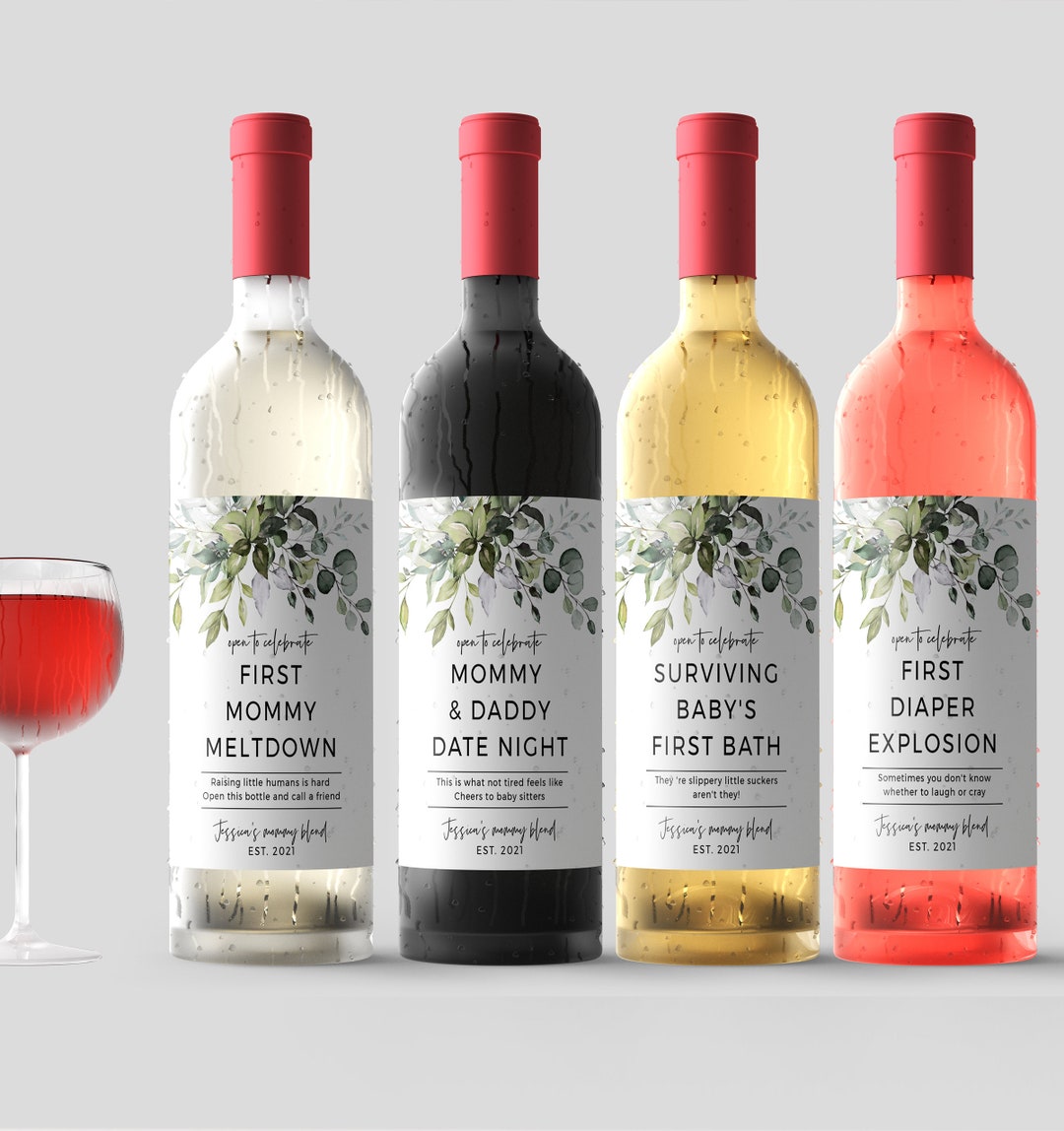 New Mum Gift Wine Label, Printable Wine Bottle Label Template, New Mom ...