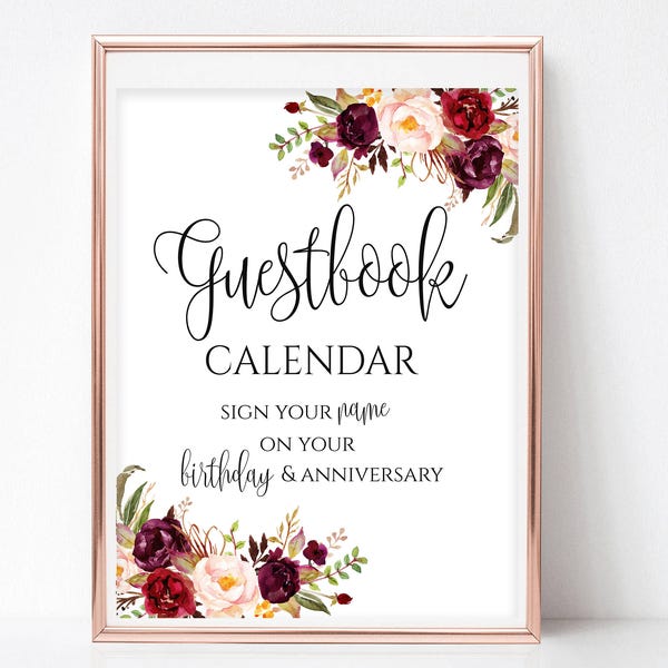 Guest Book Calendar - Etsy