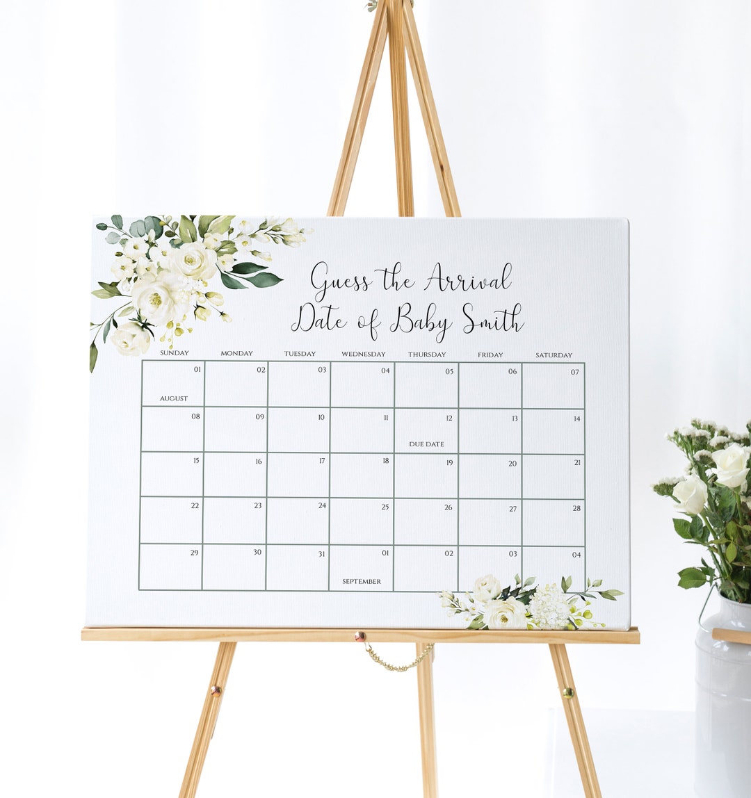 Due Date Calendar, Baby Birthday Calendar, Editable Baby Shower Games ...