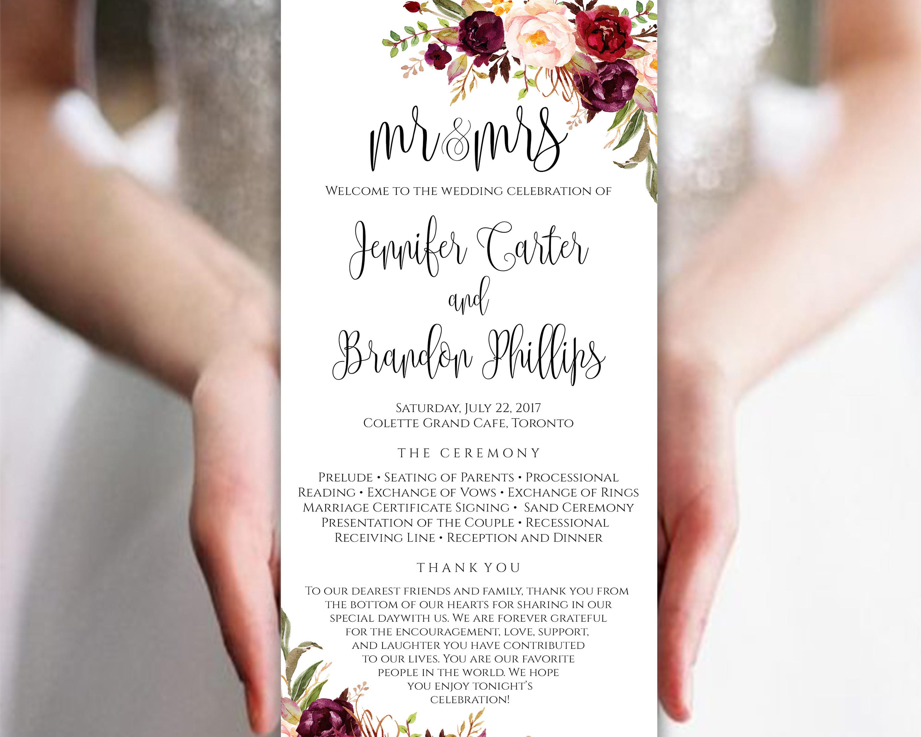 Wedding Program Editable Template Program Printable Ceremony - Etsy