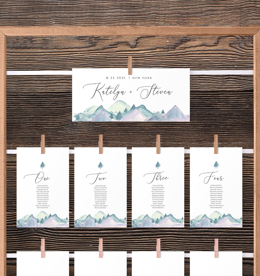Mountain Wedding Seating Chart Template (instant Download) - Etsy