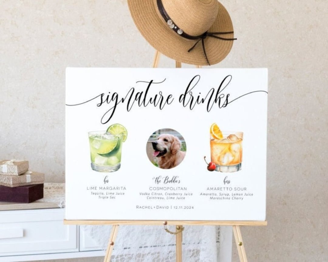 Printable Signature Cocktails Sign, Editable Signature Cocktails ...