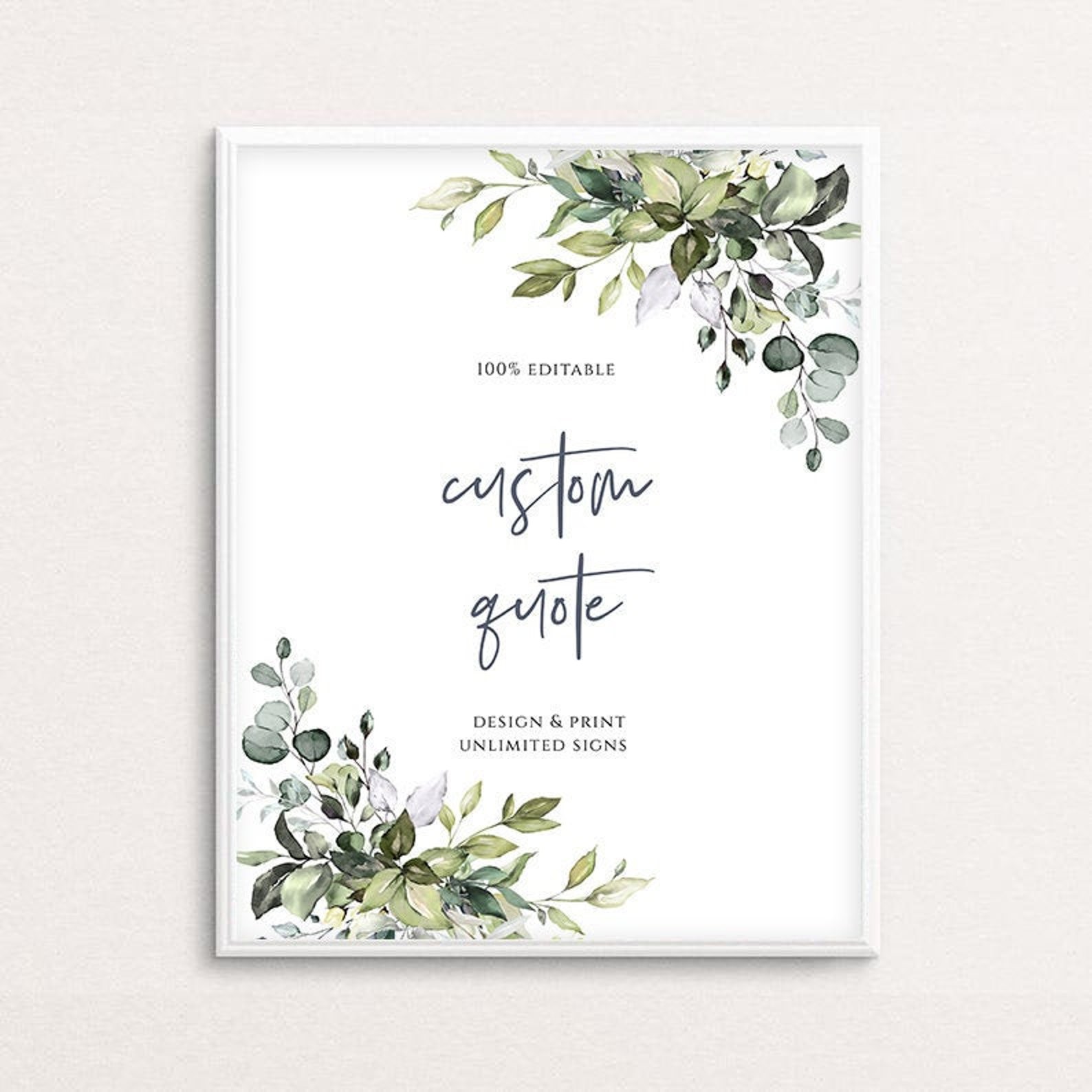 Greenery Custom Sign Template Eucalyptus Wedding Sign DIY - Etsy