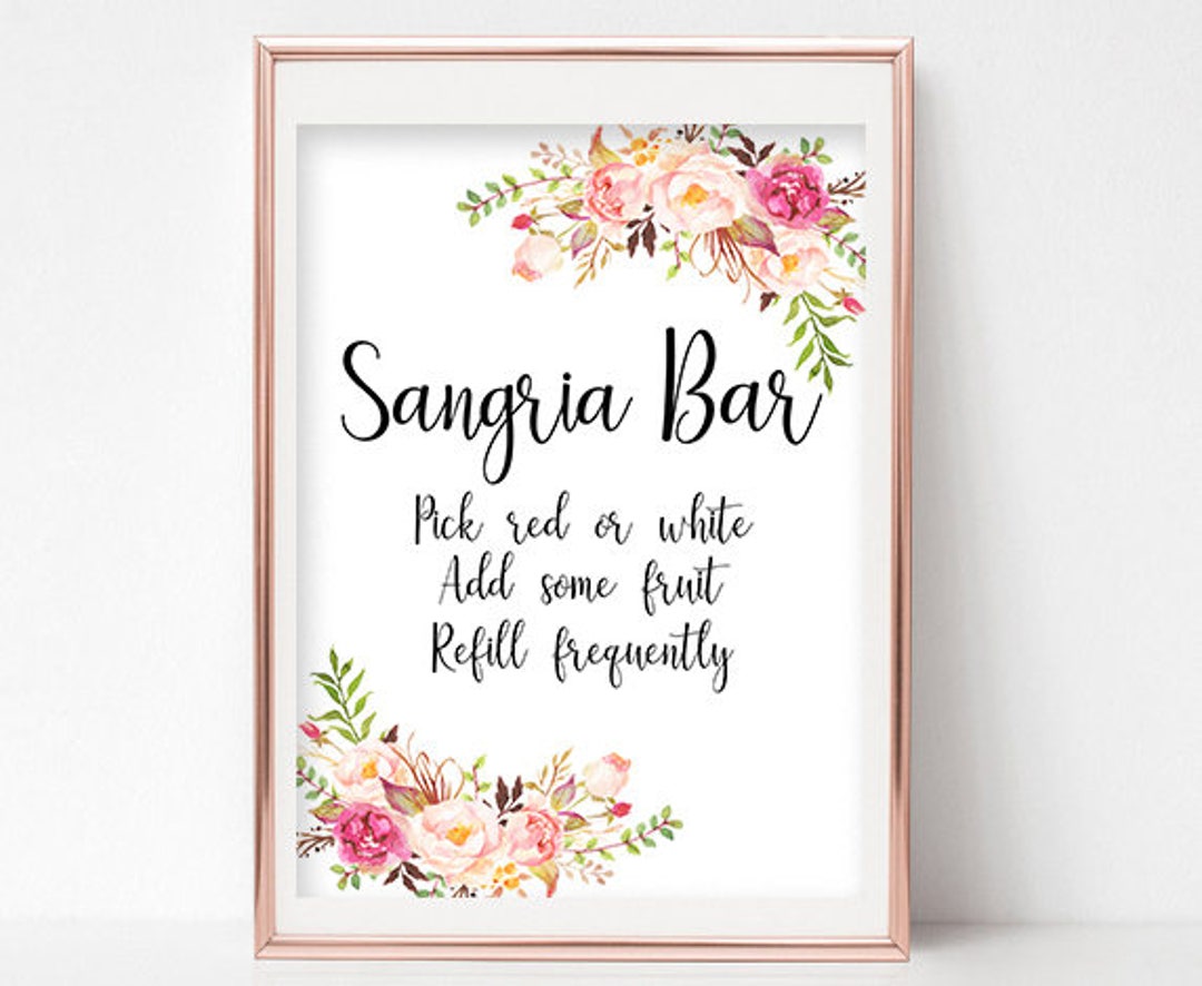 Sangria Bar Sign Party Sangria Sign Wedding Drink Sign Sangria Wedding ...