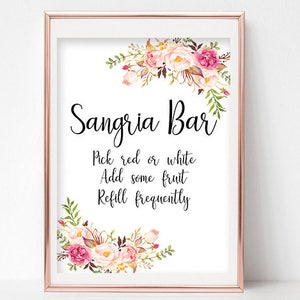 Sangria Bar Sign Party Sangria Sign Wedding Drink Sign Sangria Wedding ...