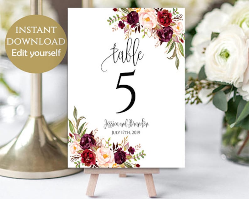 Personalized Table Numbers Editable Table Numbers Wedding | Etsy
