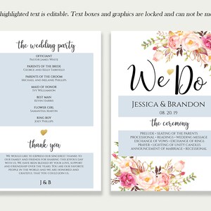 Wedding Program Fan Template Ceremony Program Fan Wedding Fan Program ...