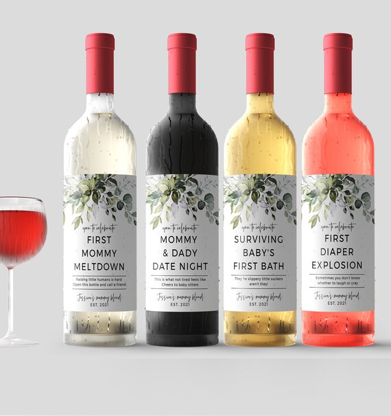 New Mum Gift Wine Label Printable Wine Bottle Label Template | Etsy